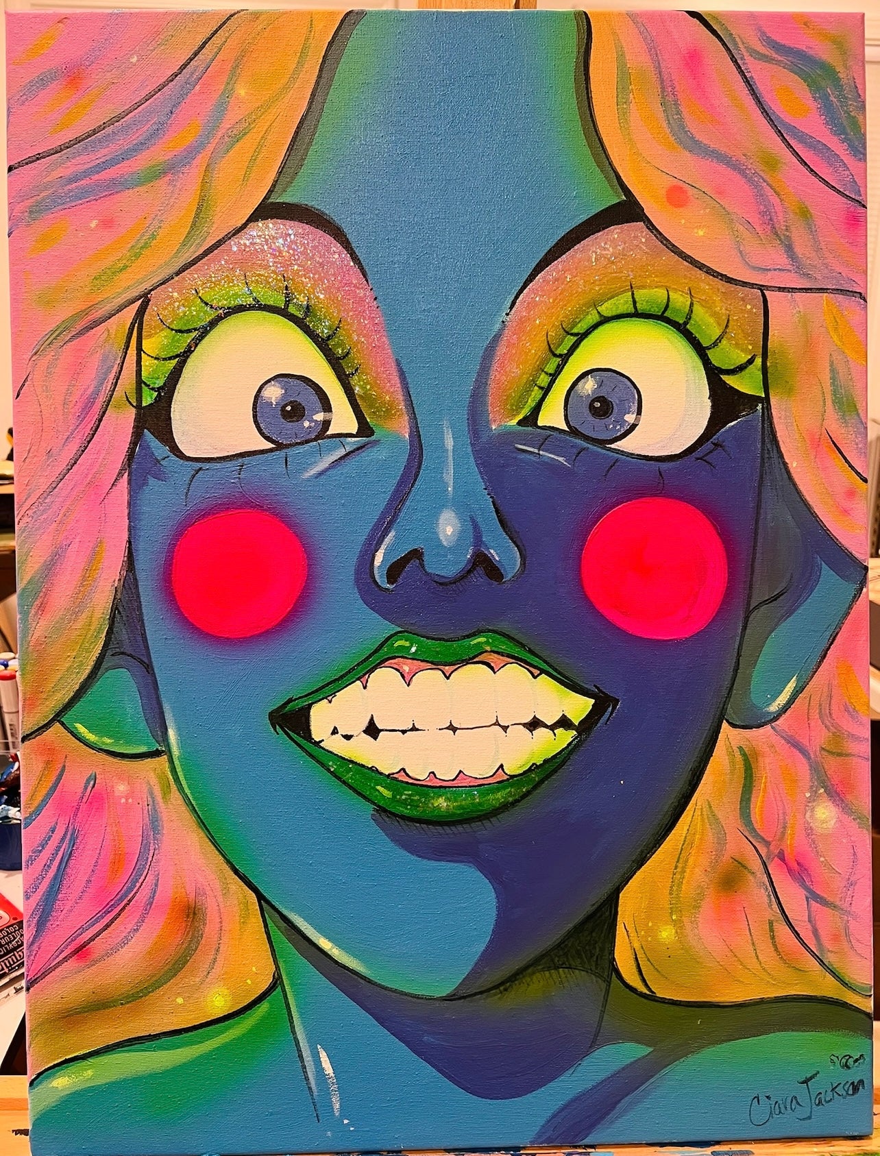 ORIGINAL “Cheesin” 18” x 24” canvas painting – MAGICK MAXIMUS
